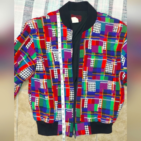 Vintage | Jackets & Coats | Vintage 8s Patchwork Bomber Jacket Womens Size Med Cropped Retro ...
